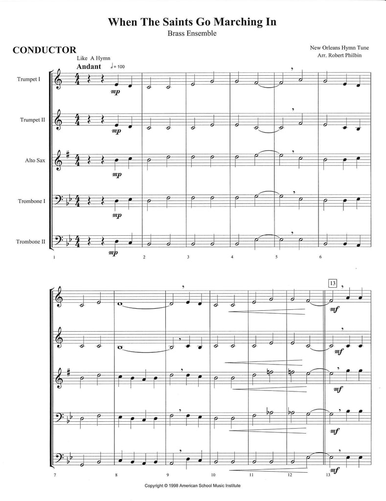 When The Saints Go Marching In - Brass Ensemble – American School Music ...